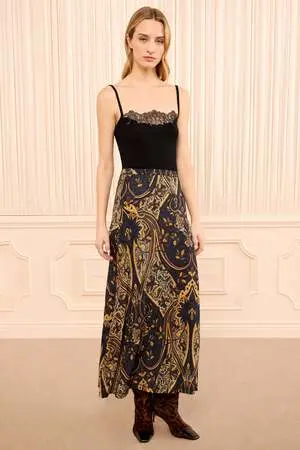 Ulla Johnson Paola Printed Jersey Midi Skirt