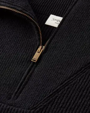 Saint Laurent Half-zip Sweater In Rib-knit Wool