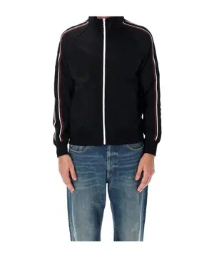 Saint Laurent Zip-up Track Jacket With Logo - Black