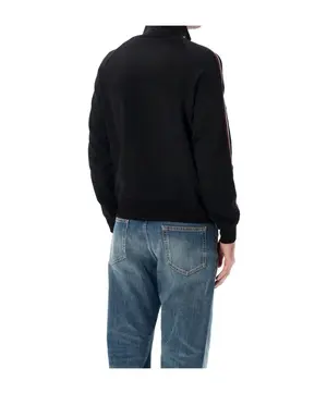 Saint Laurent Zip-up Track Jacket With Logo - Black