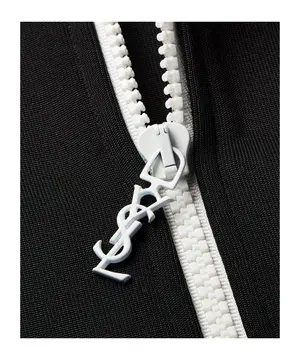 Saint Laurent Zip-up Track Jacket With Logo - Black