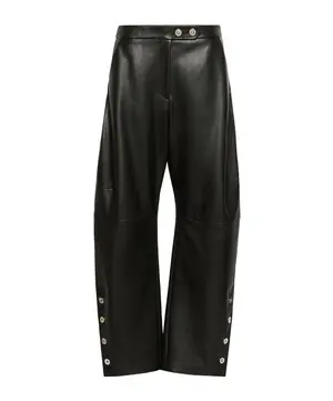 Sportmax Button-embellishment Leather Trousers - Black