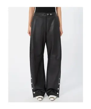 Sportmax Button-embellishment Leather Trousers