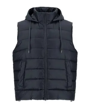 Herno Drawstring Hooded Vest - Blue
