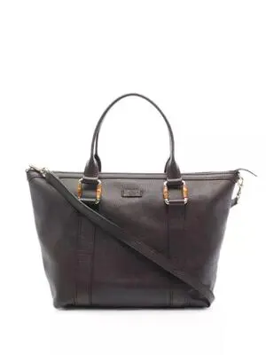 Gucci 2000s Bamboo Calf Leather Tote Bag - Brown