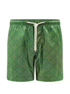 PENINSULA SWIMWEAR Geometric Print Swim Shorts With Drawstring Waistband - Green