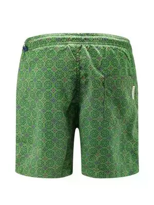 PENINSULA SWIMWEAR Geometric Print Swim Shorts With Drawstring Waistband - Green