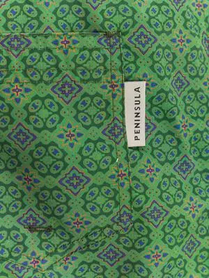PENINSULA SWIMWEAR Geometric Print Swim Shorts With Drawstring Waistband - Green