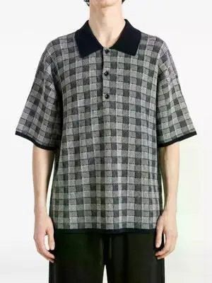 THE ELDER STATESMAN Check-pattern Short-sleeve Polo Shirt - Grey