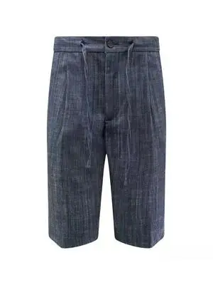 HEVO Drawstring Pleated Shorts - Blue