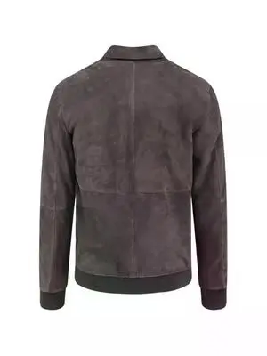 DFOUR Zip-up Suede Jacket - Grey