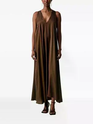 HAVEONE V-neck Sleeveless Maxi Dress - Brown