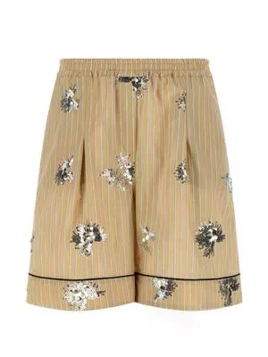 LE TWINS Sequin-embellished Striped Shorts