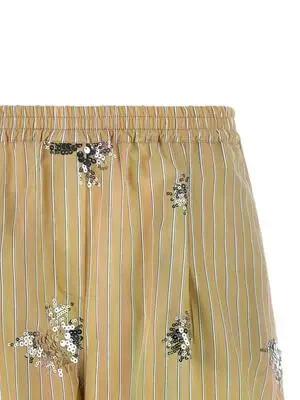 LE TWINS Sequin-embellished Striped Shorts