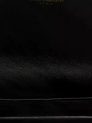 Saint Laurent Grain De Poudre Chevron Cassandre Envelope Chain Wallet Crossbody Bag - Black