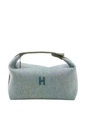 Hermès 2023 Large Wool Bride A Brac H Natte Case Vanity Bag - Blue