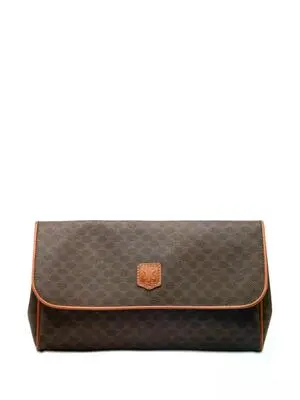 Celine 1992 Macadam Coated Canvas Clutch Bag - Brown