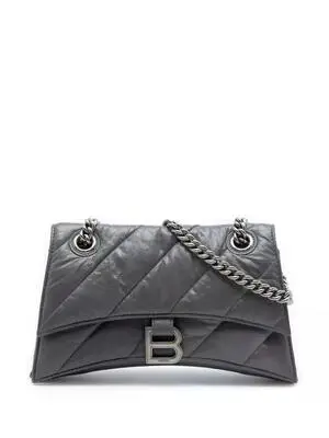 Balenciaga 2010 Small Metallic Calfskin Crush Chain Shoulder Bag - Grey