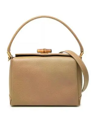 Gucci 20th Century Grained Calfskin Bamboo Satchel - Neutrals