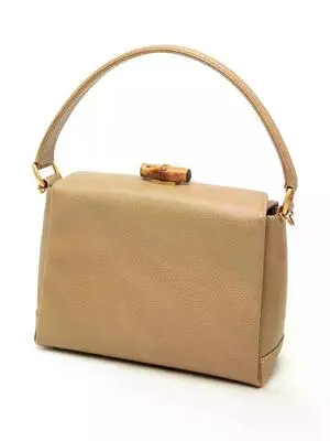 Gucci Grained Calfskin Bamboo Satchel - Neutrals