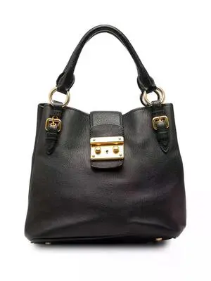 Miu Miu 2010-2026 Goatskin Madras Satchel - Black