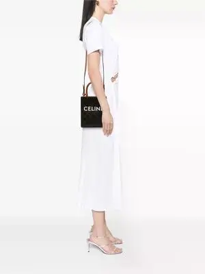 Celine 2023 Mini Triomphe Coated Canvas Vertical Cabas Satchel