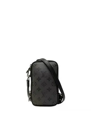 LOUIS VUITTON 2021-2026 Monogram Eclipse Reverse Double Phone Pouch Crossbody Bag - Black