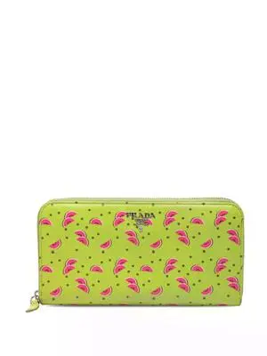 Prada 2010-2026 Saffiano Watermelon Zip Around Wallet Long Wallets - Green