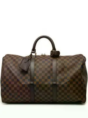 LOUIS VUITTON 2006 Damier Ebene Keepall 50 Travel Bag - Brown