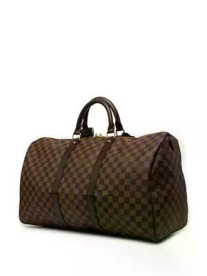 LOUIS VUITTON 2006 Damier Ebene Keepall 50 Travel Bag - Brown