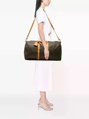 LOUIS VUITTON Monogram Keepall Bandouliere 55 Travel Bag - Brown