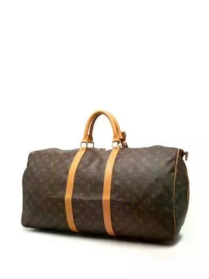 LOUIS VUITTON Monogram Keepall Bandouliere 55 Travel Bag - Brown