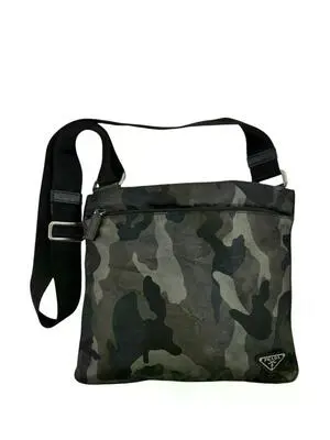 Prada 2013-2026 Tessuto Camouflage Zip Top Crossbody Bag - Black