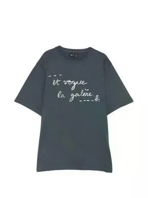 AGNES B. Cotton Slogan Print T-shirt