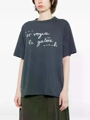 AGNES B. Cotton Slogan Print T-shirt