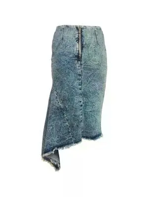 Balenciaga Asymmetrical Acid-wash Midi Skirt - Blue