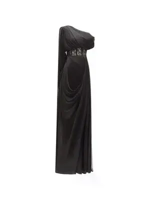 GEMY MAALOUF Asymmetrical-neckline Draped Maxi Dress - Black