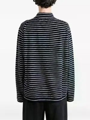 THE ELDER STATESMAN Superlight Striped Long-sleeve Polo Shirt - Blue