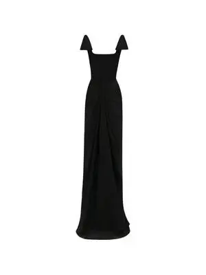 GEMY MAALOUF Squared-neckline Corset Maxi Dress - Black