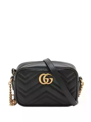 Gucci 2016-2026 Mini Gg Marmont Matelasse Leather Crossbody Bag - Black