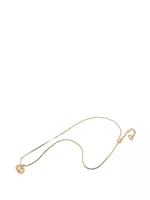 Dior Tone Plated Strass Cd Logo Pendant Necklace - Gold