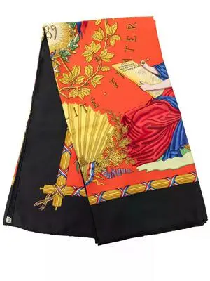 Hermès 20th Century Republique Francaise Liberte Egalite Fraternite 1789 Silk Scarf 90 Scarves Orange
