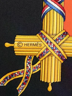 Hermès 20th Century Republique Francaise Liberte Egalite Fraternite 1789 Silk Scarf 90 Scarves - Orange