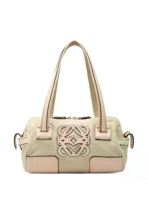 Loewe 2000-2005 Mini Canvas Anagram Barrel Bag Satchel - Neutrals