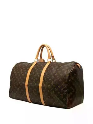 LOUIS VUITTON 2003 Monogram Keepall 55 Travel Bag - Brown
