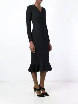 LANVIN Ribbed Knit Frill Dress