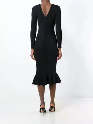 LANVIN Ribbed Knit Frill Dress