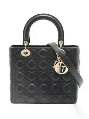 Dior 2000-2026 Medium Lambskin Cannage Lady Satchel - Black
