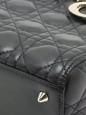 Dior 2000-2026 Medium Lambskin Cannage Lady Satchel - Black