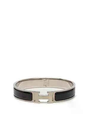 Hermès Enamel And Palladium Plated Metal Clic Clac H Bracelet Pm - Black